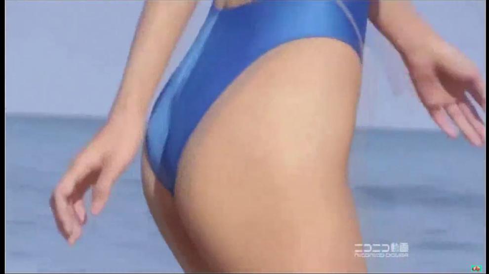 Aya Kawasaki High Cut Blue Swimsuit Softcore