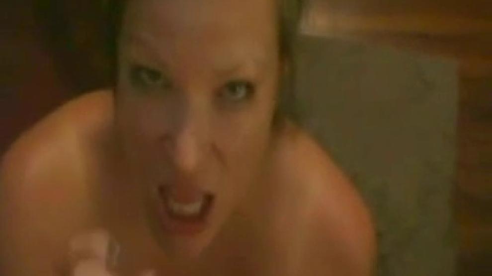 Nasty Wife Jerks A Facial By The Laundry Basket